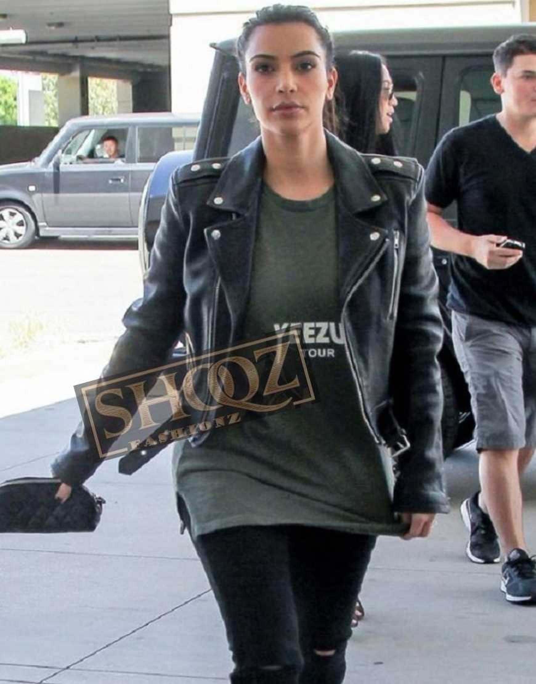 50% off on Kim Kardashian Biker Black Leather Jacket