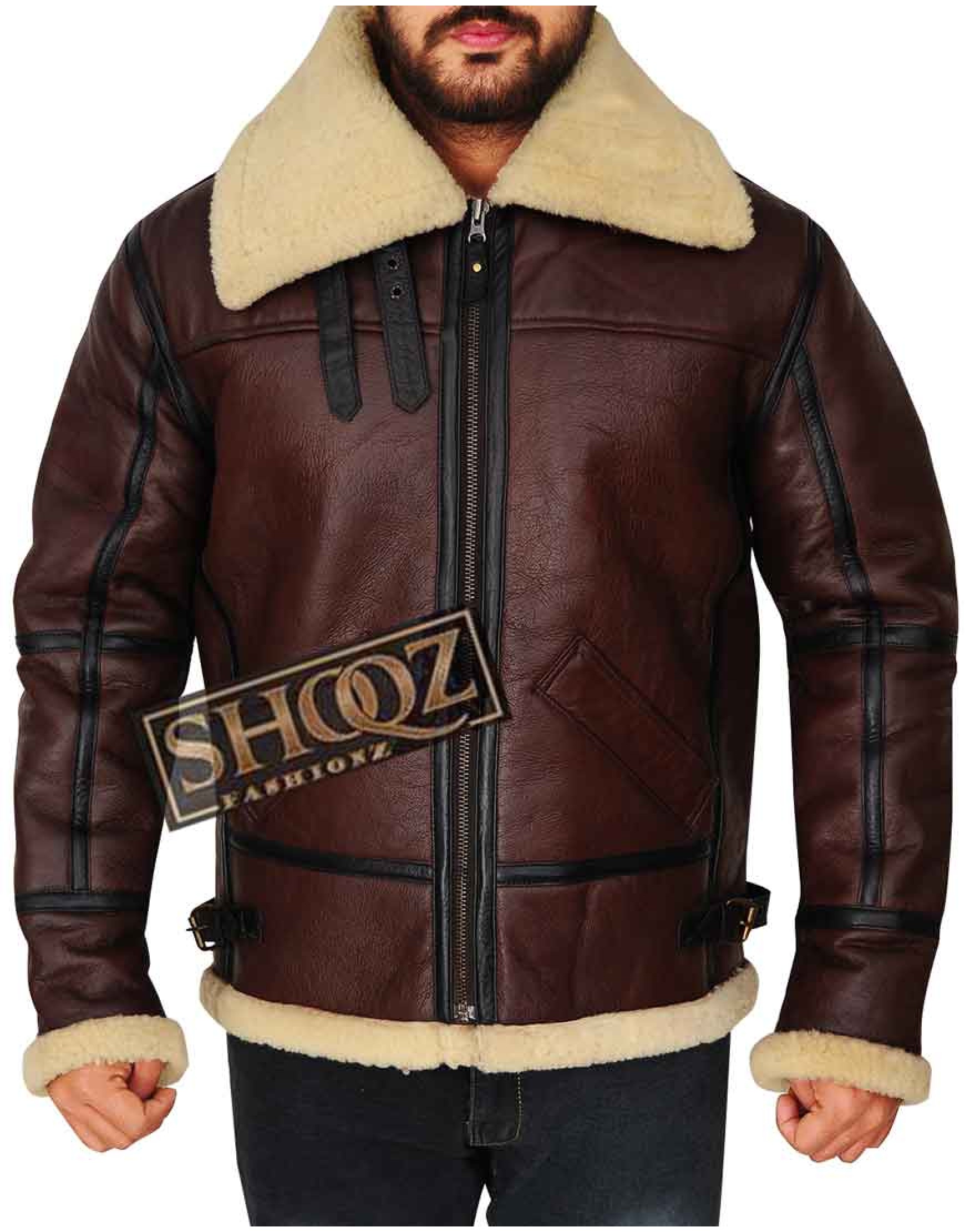 Dark Brown Shearling Jacket Men | Shearling Jacket Men Brown