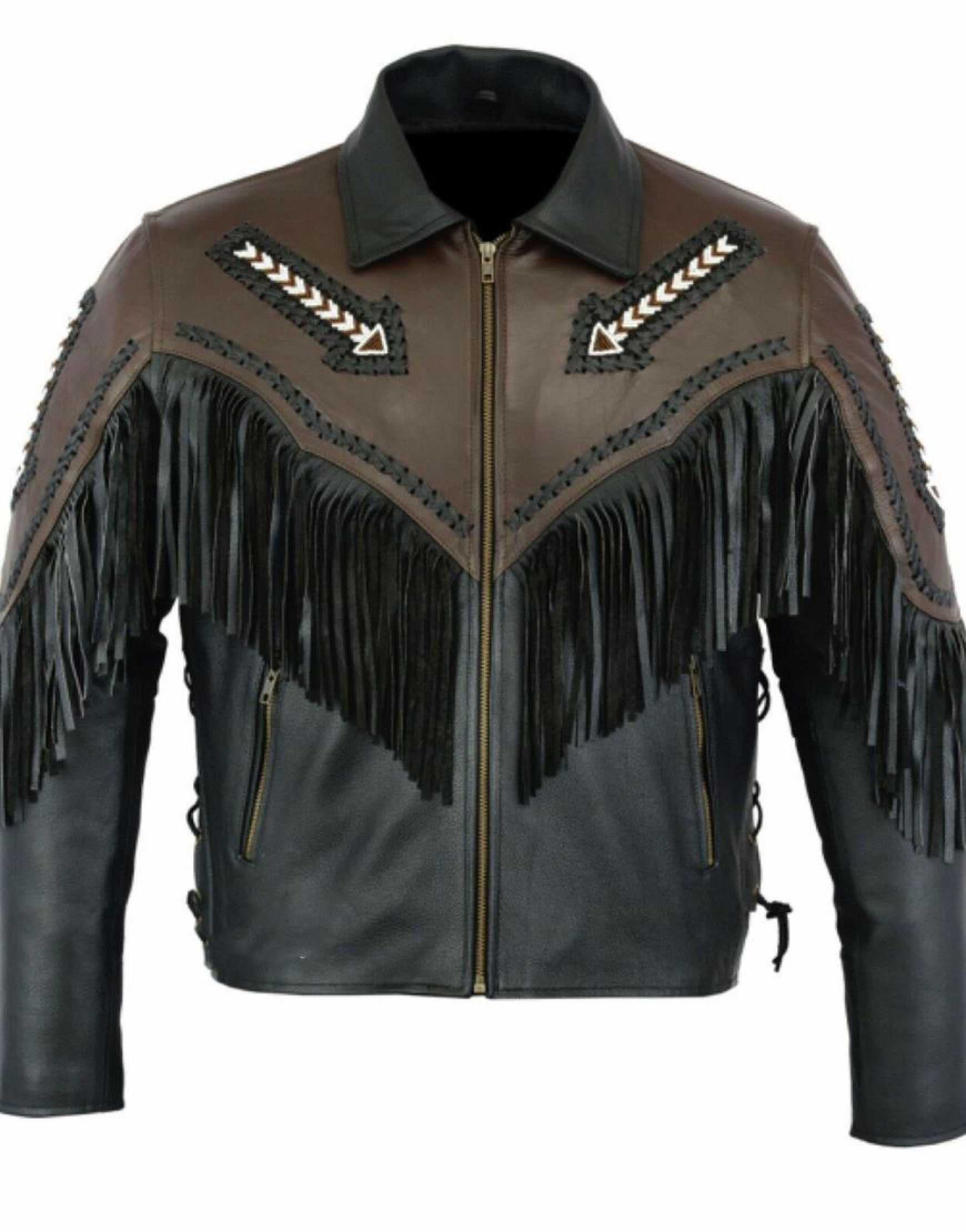 Buy Mens Leather Fringe Biker Jacket | Fringed Tassel Jacket